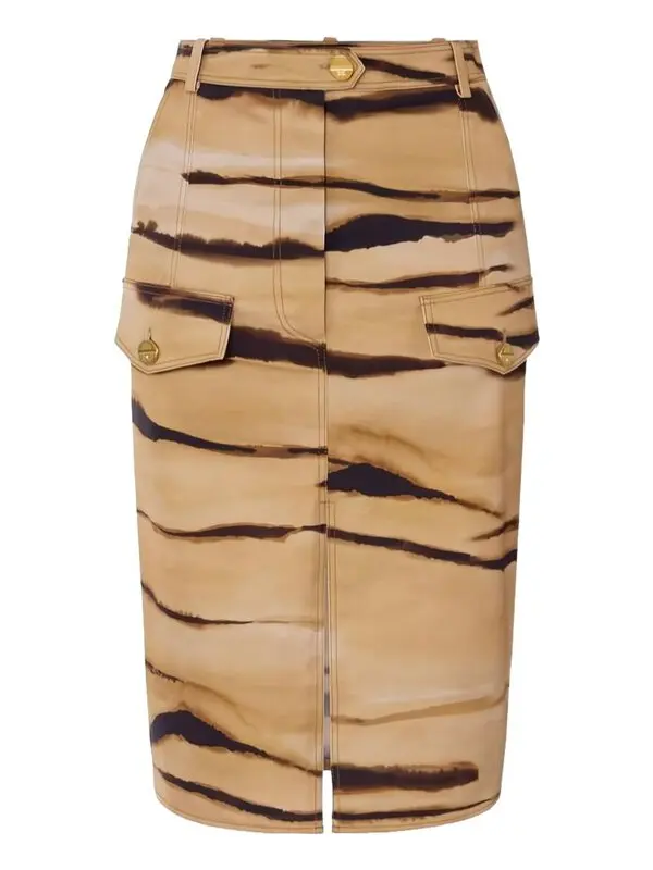 Elisabetta Franchi Printed Cargo Skirt - Camel
