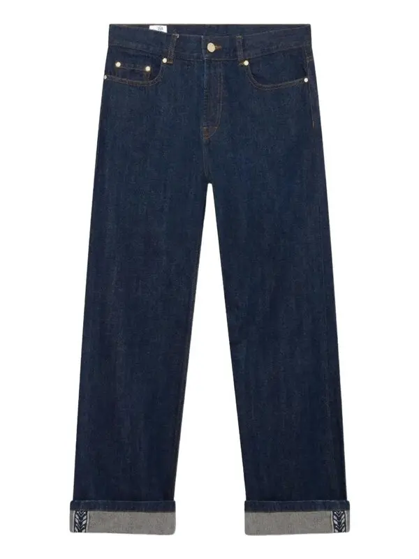 Casablanca Logo Embroidered Baggy Jeans - Navy