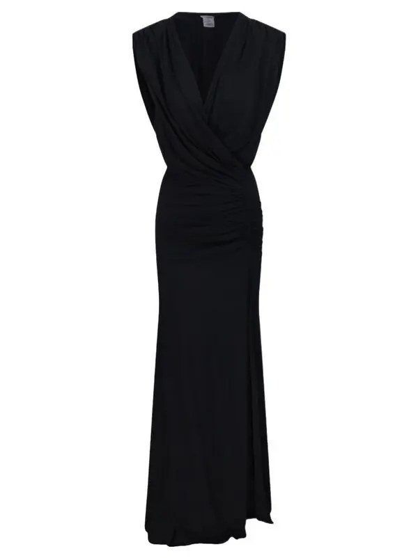 AMAZUIN Meghan Draped Maxi Dress - Black