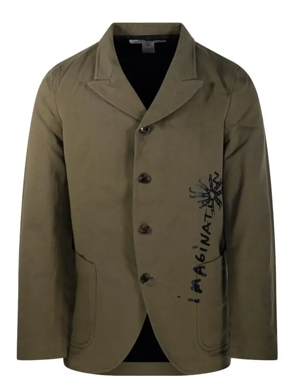 Comme Des Garçons World Hope" Printed Blazer - Brown