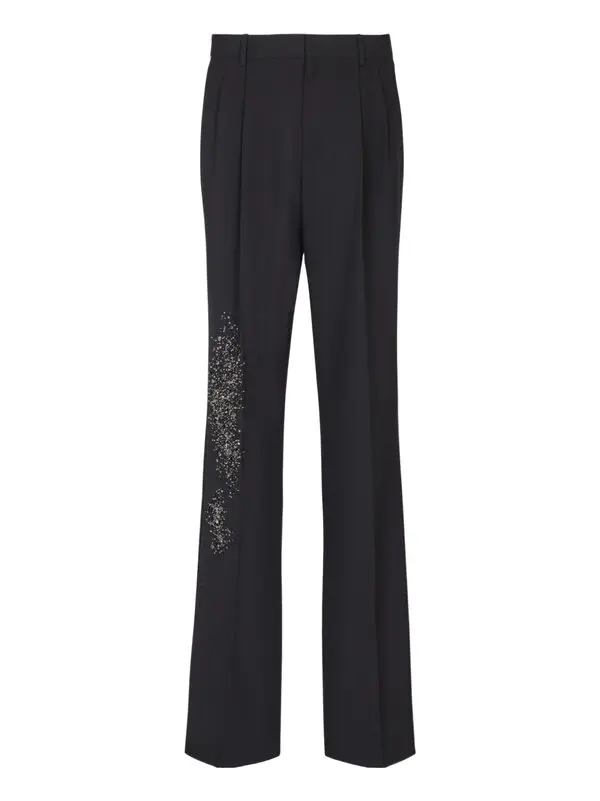 Balmain Embellished Wool Trousers - Black
