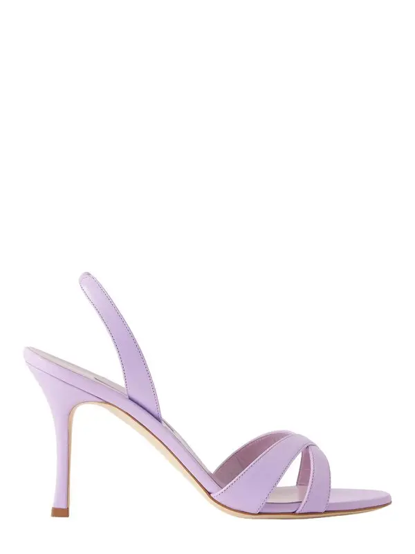 Manolo Blahnik Leather Slingback Sandals - Purple