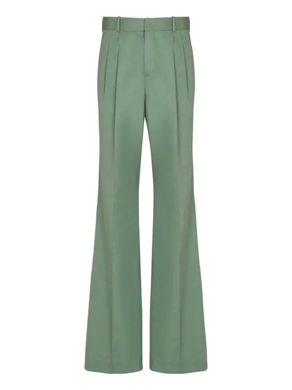 Balmain Pleated Cotton Trousers - Green