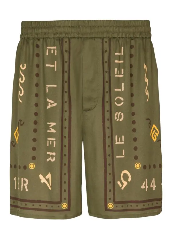 Balmain Graphic Print Shorts - Khaki