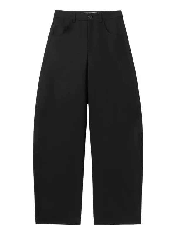 Séfr Curved Leg Trousers With Belt Loops - Black Wool