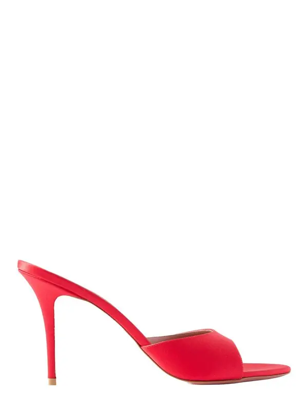 Amina Muaddi Satin Stiletto Mules - Red