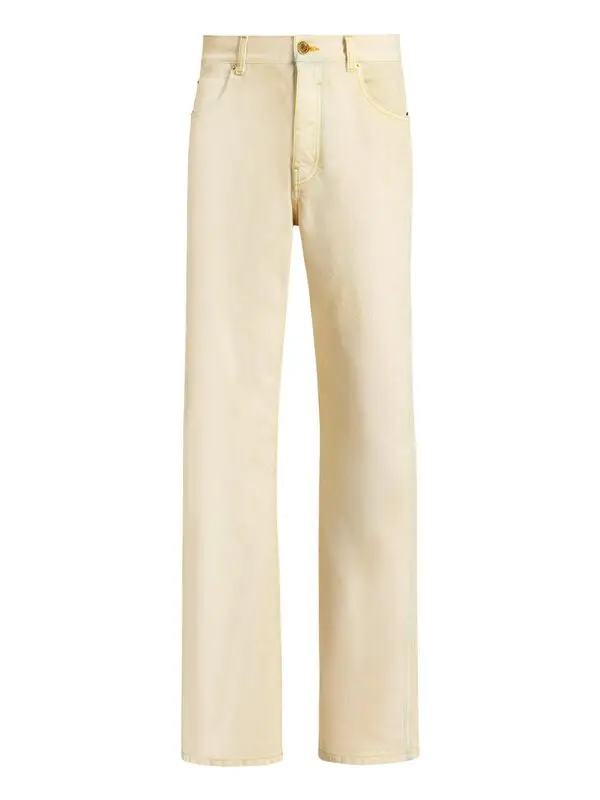 Balmain Faded Denim Jeans With Vintage Sandblasted Effect - Beige