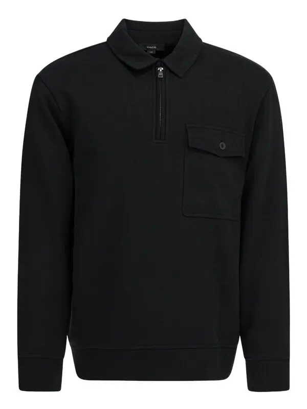 Vince Zip-pocket Polo Shirt - Black