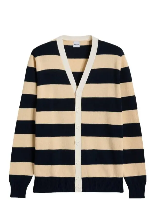 Aspesi Striped Knit Cardigan - Black