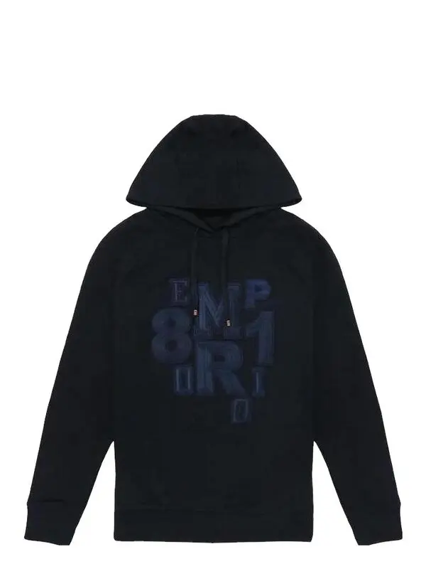 Emporio Armani Embroidered Logo Hoodie - Black