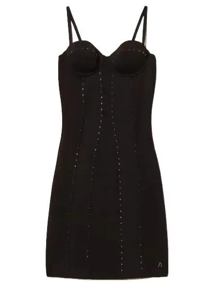 TWINSET Rhinestone Embellishment Mini Dress - Black