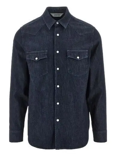 Aspesi Pointed Collar Long-sleeved Shirt - Black