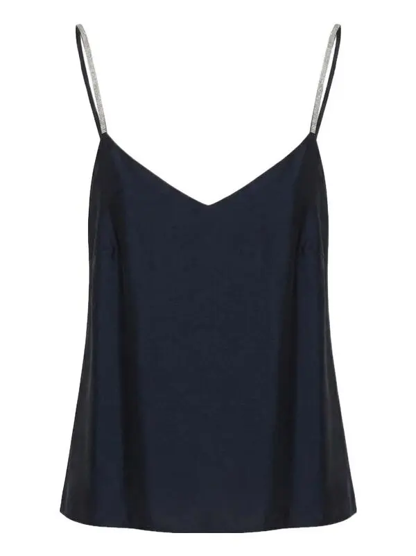 Peserico Embellished V-neck Sleeveless Top - Black
