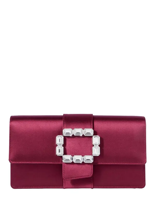 Manolo Blahnik Crystal-embellished Satin Clutch - Red