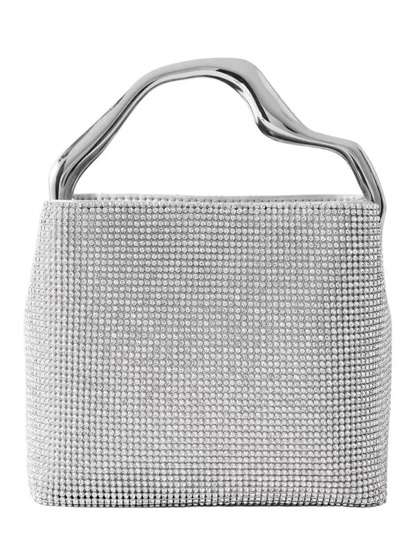 Cult Gaia Solene Mini Crystal-embellished Metallic Leather Tote - Gray