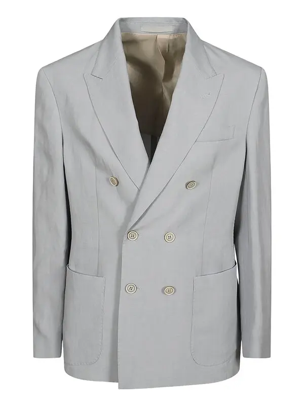 Eleventy Double-breasted Patch-pocket Blazer - Gray