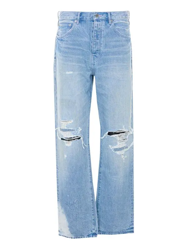 PURPLE BRAND Distressed Straight-leg Jeans - Blue