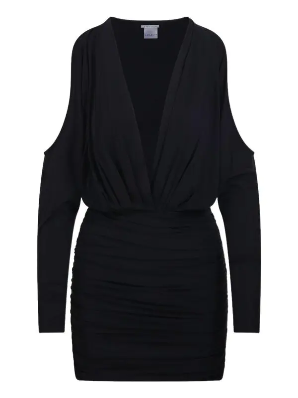 AMAZUIN Olivia Draped Mini Dress - Black