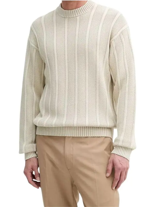 Hugo Boss Ribbed Crew Neck Sweater - Nude