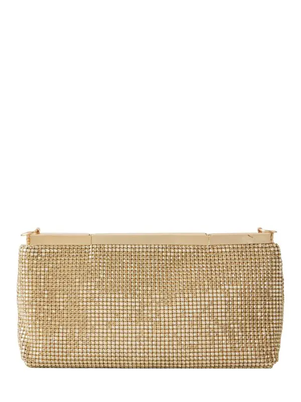Cult Gaia Felice Crystal-embellished Chainmail Clutch - Nude