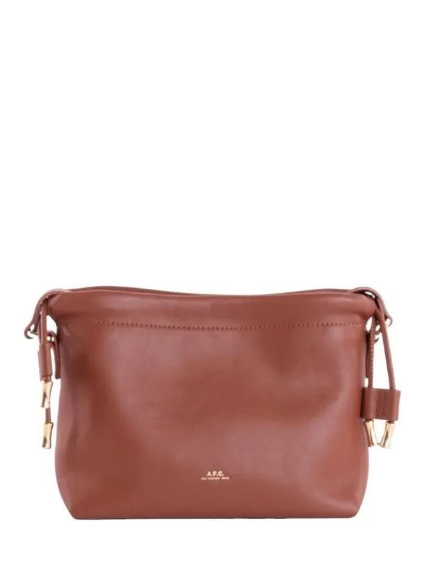 A.p.c. Ninon Mini Logo Embossed Shoulder Bag - Brown
