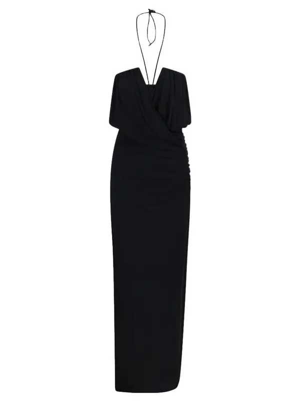 AMAZUIN Giselle Draped Maxi Dress - Black