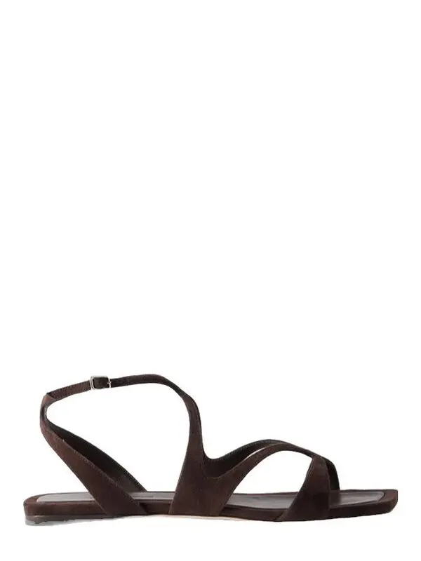 JIMMY CHOO Suede Square Toe Sandals - Black