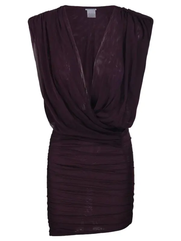 AMAZUIN Candice Sheer Draped Mini Dress - Black