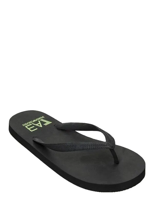EA7 Logo Detail Flip Flops - Black