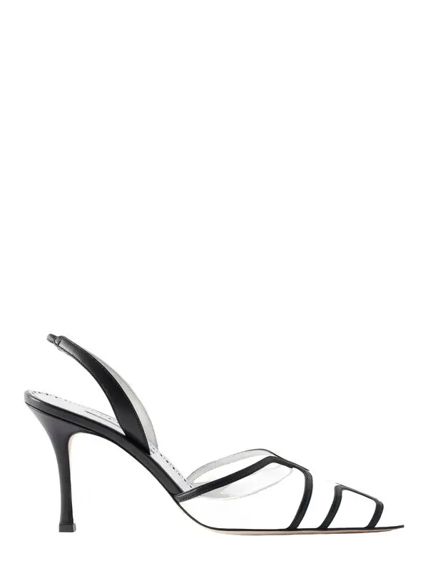 Manolo Blahnik Two-tone Leather Slingback Pumps - White