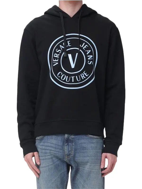 Versace Logo Print Hoodie - Black