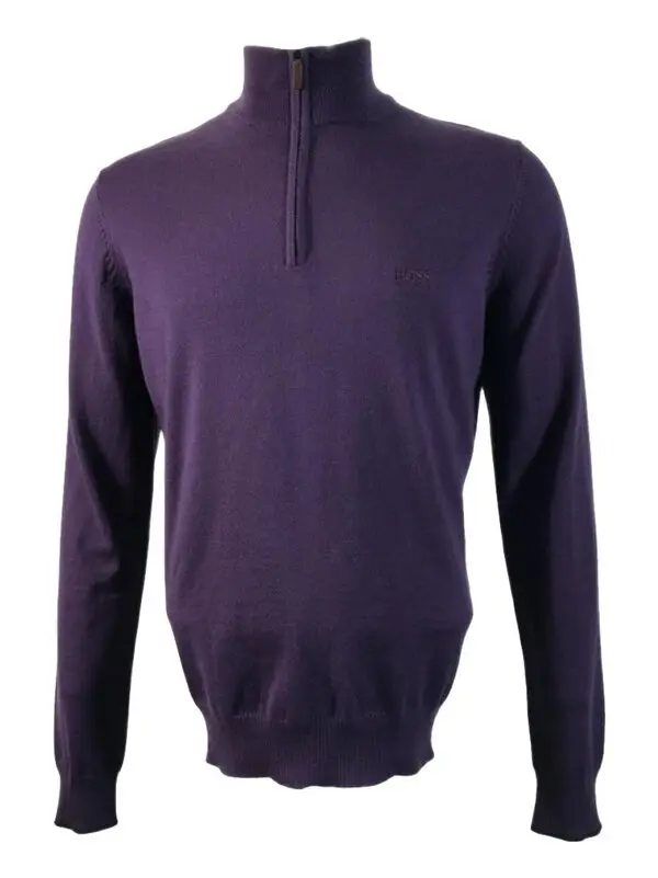 Hugo Boss Quarter Zip Stand Neck Sweater - Black