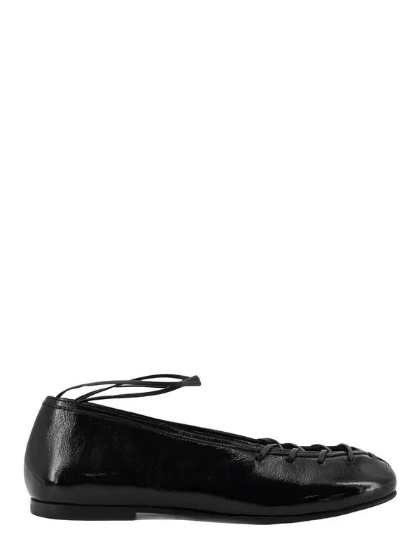 ALOHAS Lace-up Square-toe Ballet Flats - Black