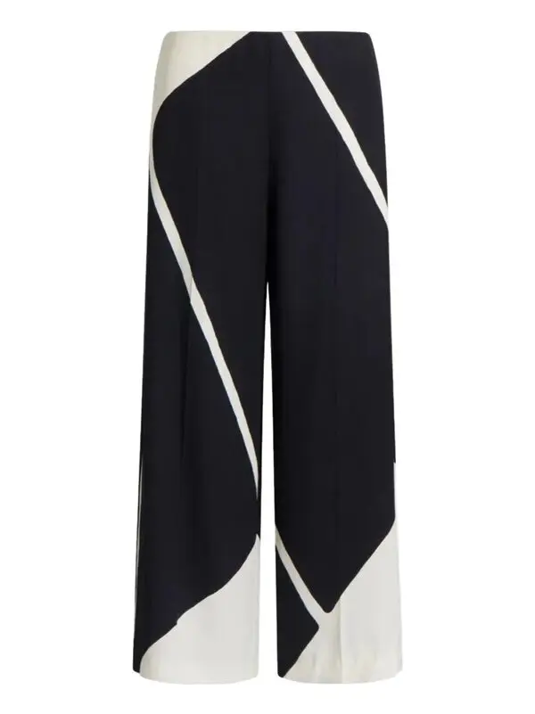 Alberta Ferretti Viscose Twill Trousers With Graphic Print - Black