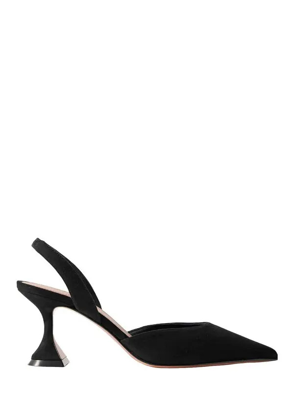 Amina Muaddi Holli Suede Slingback Pumps - Black