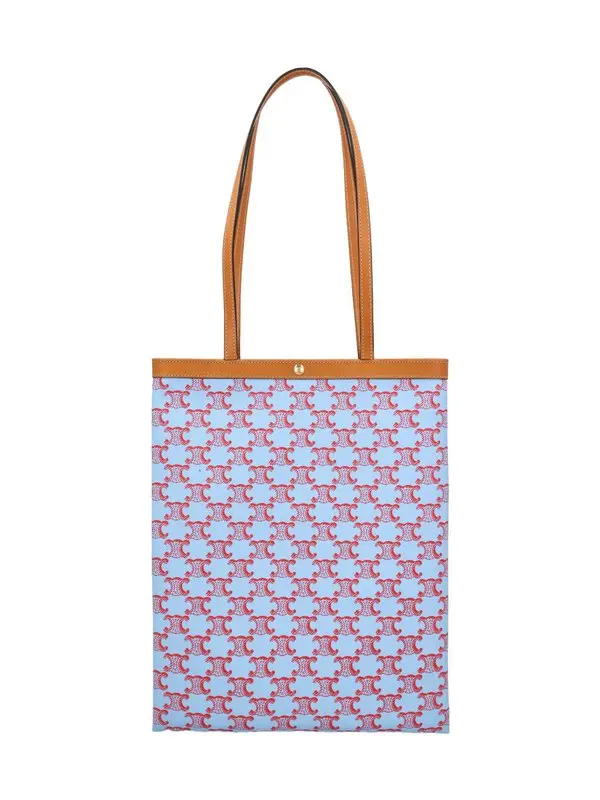 Celine Medium Flat Shopper In Triomphe Canvas - Blue