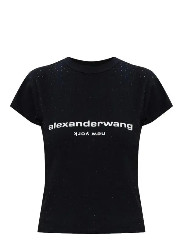 Alexander Wang Logo Baby Rhinestone T-shirt - Black