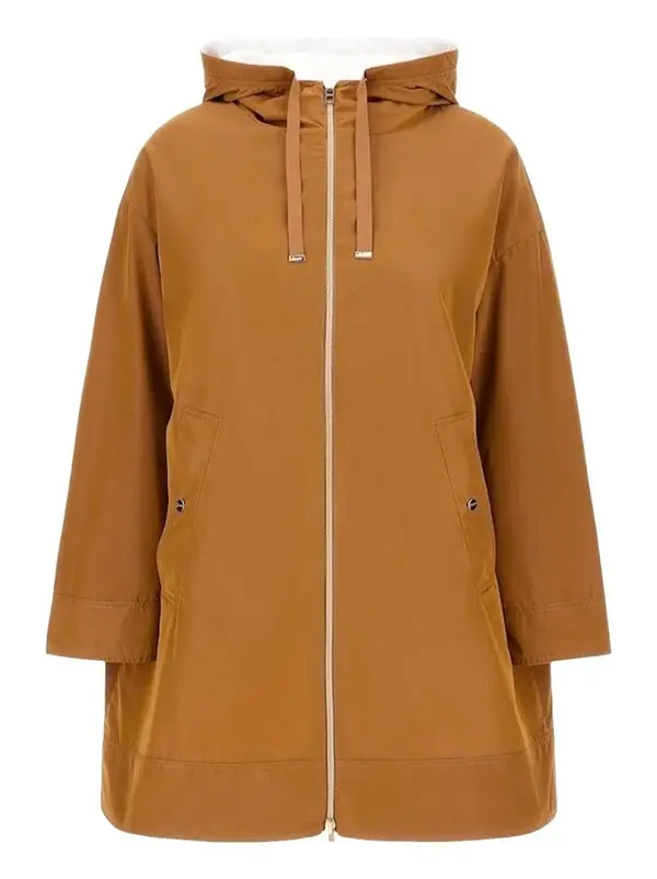 Herno Hooded Coat - Light Camel/white