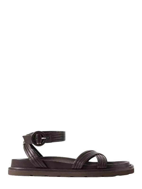 GIANVITO ROSSI Leather Ankle Strap Sandals - Black