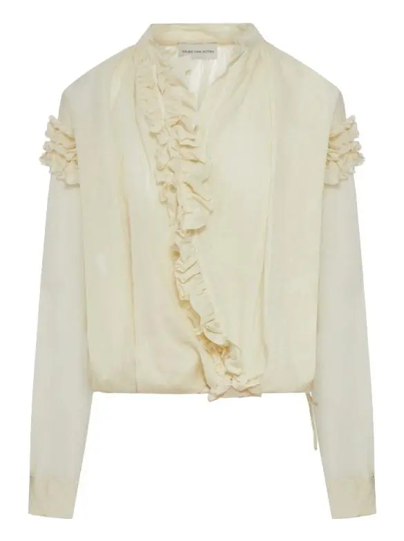 Dries Van Noten Long Sleeve Ruffle Shirt - Ivory