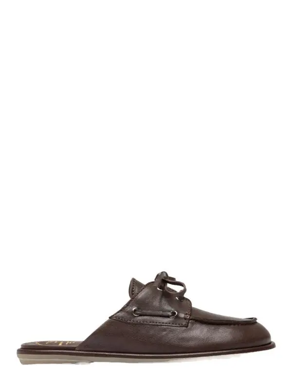 Officine Creative Lace-detail Flat Leather Mules - Light Brown