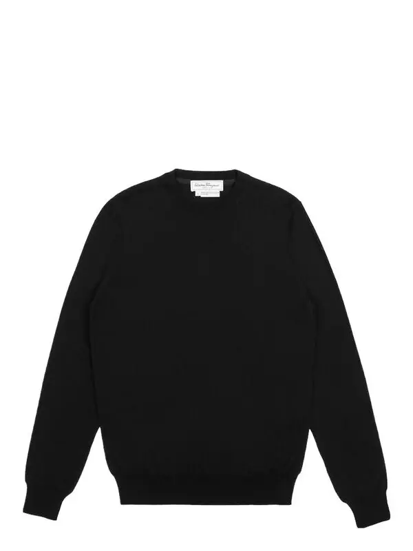 FERRAGAMO Round Neck Knitted Sweater - Black