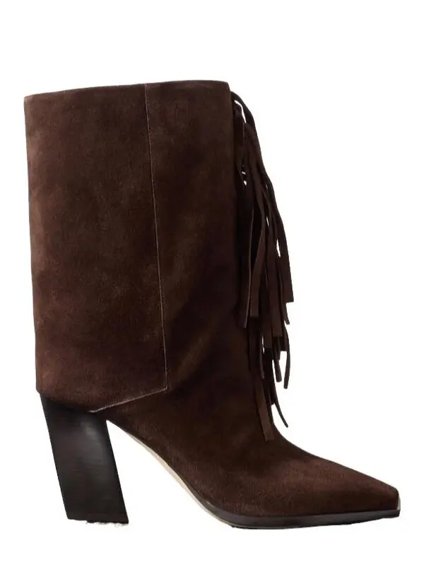 JIMMY CHOO Fringed Suede Boots - Black
