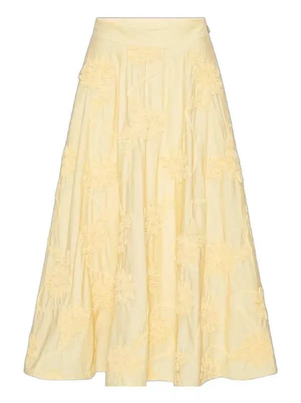ROTATE BY BIRGER CHRISTENSEN Embroidered High-rise Midi Skirt - Yellow