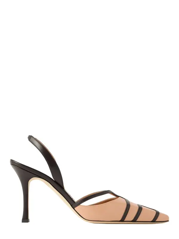 Manolo Blahnik Two-tone Leather Slingback Pumps - Nude