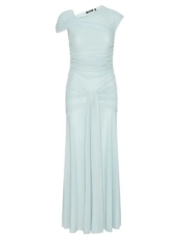 ROTATE BY BIRGER CHRISTENSEN Asymmetric Ruffled Maxi Dress - Light Blue