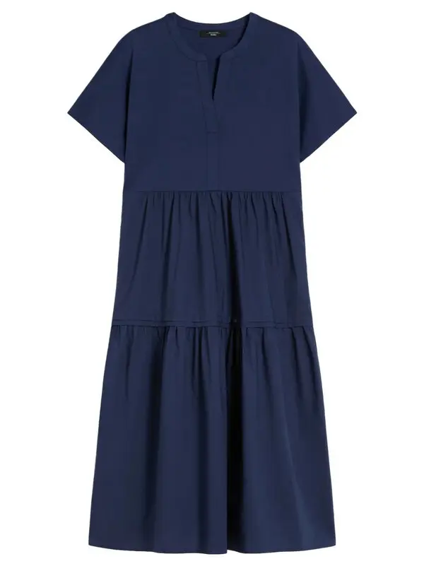 Max Mara Short Sleeve Tiered Jersey Dress - Blue