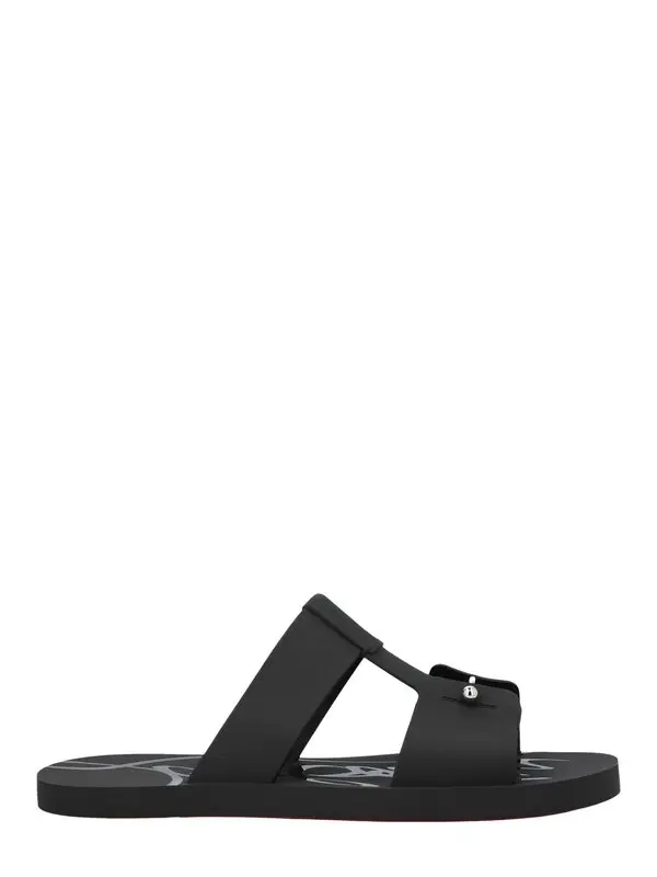 CHRISTIAN LOUBOUTIN Zakouski Logo Strap Slides - Black