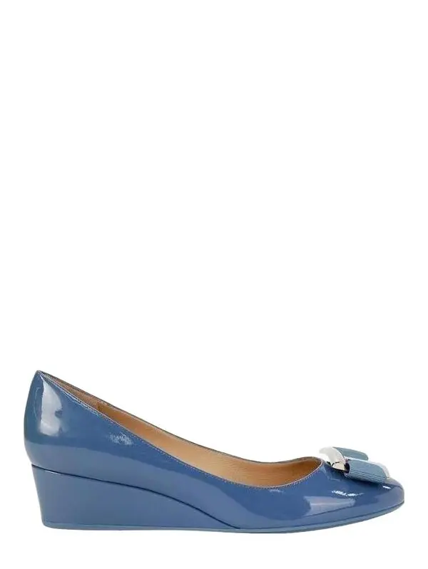 FERRAGAMO Bow Detail Wedge Heels - Blue