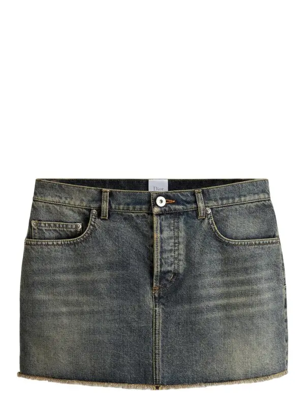Dior Denim Miniskirt With Cd Signature - Blue